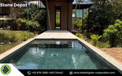 Luxury Swimming Pool Design Using Green Sukabumi Stone - Green Stone ...